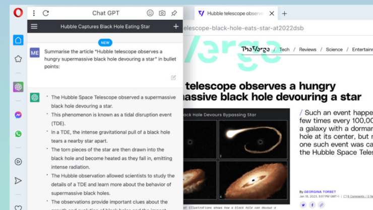 오페라에 챗GPT 이용한 웹페이지 요약 기능 - 테크레시피